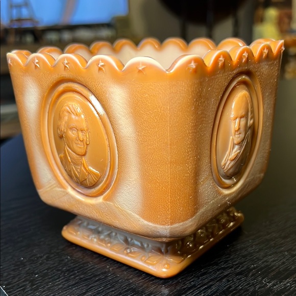 Fenton | Accents | Fenton Caramel Slag Glass Planter W Patriotic Design ...